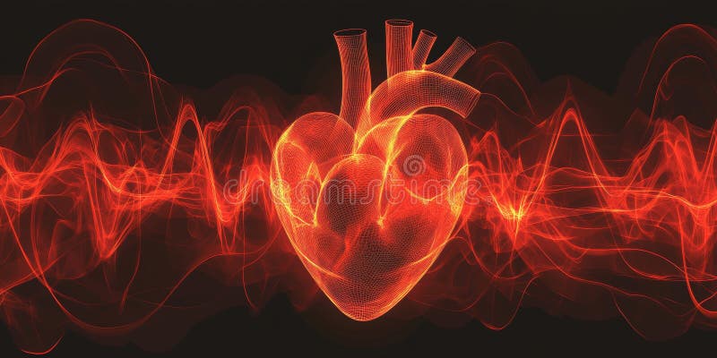 Stylized Human Heart Comprised of Sparkling Dots and Connecting Lines ...