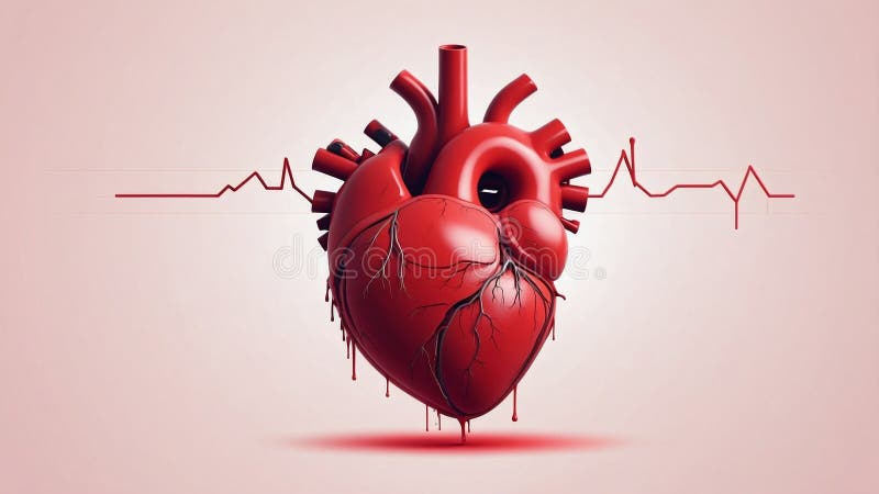 Stylized Human Heart Pumping Blood Against a Soft Backdrop, Showcasing ...