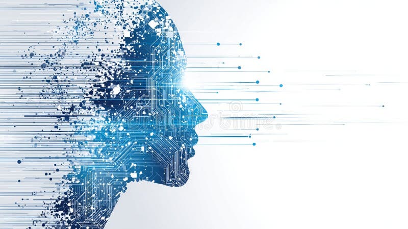 A Stylized Human Profile Blends with Abstract Geometric Shapes and ...