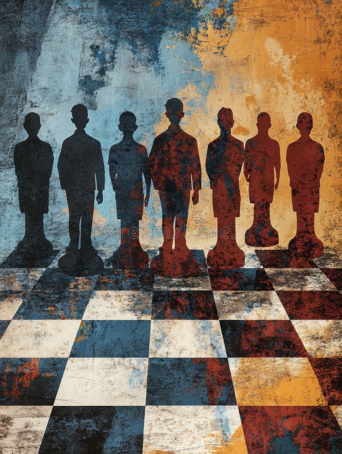 Stylized Human Silhouettes As Political Chess Pieces Symbolize Power ...