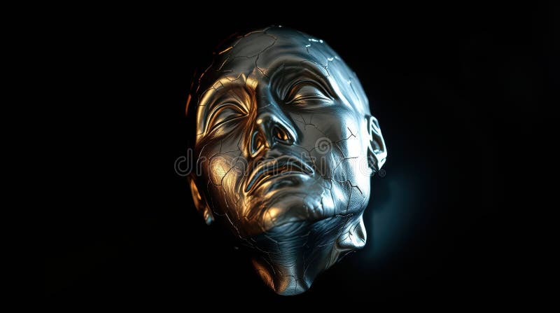 Cinematic Depiction of a Stylized Humanoid Face with Metallic Textures ...