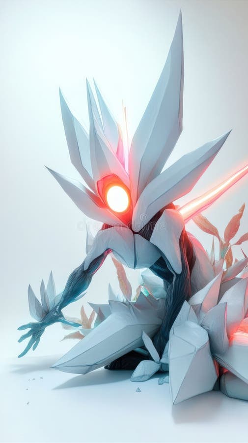 A Stylized Humanoid Figure Composed of Sharp, Crystalline Shapes with ...