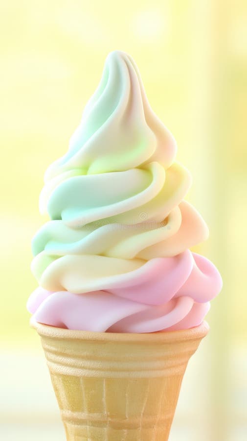 Stylized Ice Cream Cone in Pastel Tones, Evoking Sense of Joy and ...