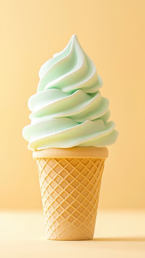 Stylized Ice Cream Cone in Pastel Tones, Evoking Sweet Delight Stock ...