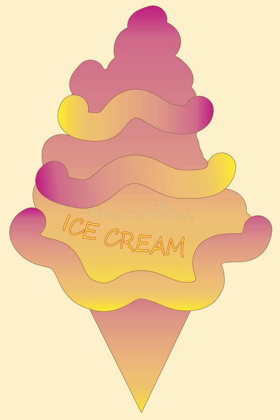 Stylized Ice Cream in Multicolored Cone with Text Stock Vector ...