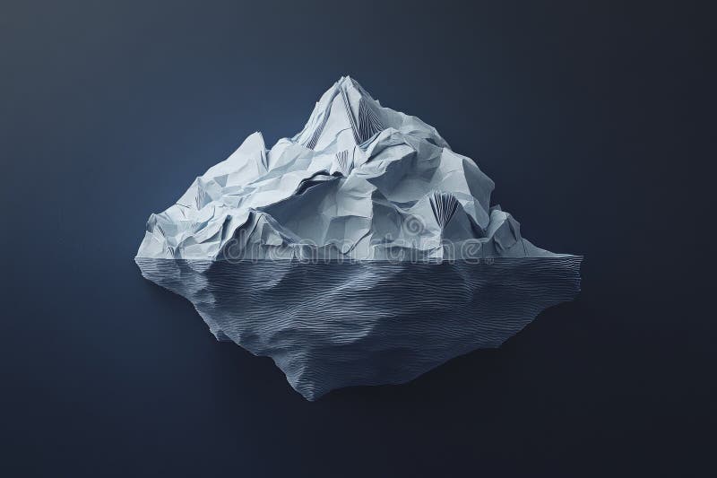Paper Iceberg Floating on Dark Blue Background Stock Illustration ...