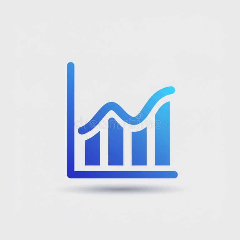 Stylized Icon of a Blue Gradient Bar Graph with a Wavy Line, Simulating Data Trends. Bars Stock ...