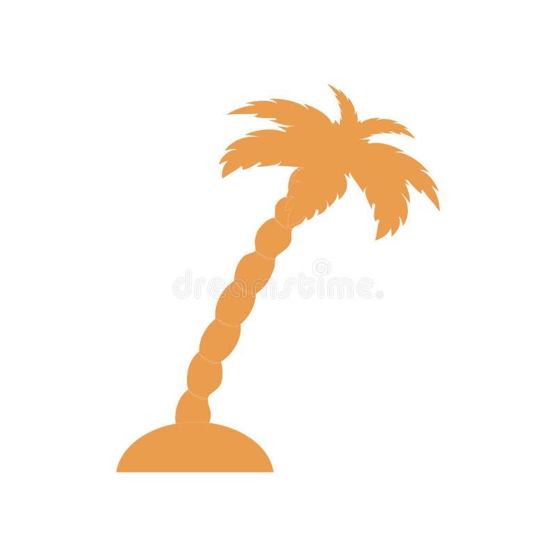 Stylized Icon of the Island with Palm Tree Stock Vector - Illustration ...
