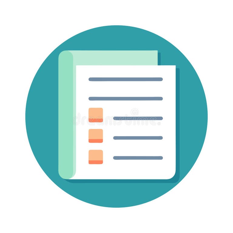 Stylized Icon of a List or Checklist within a Circle, Representing ...