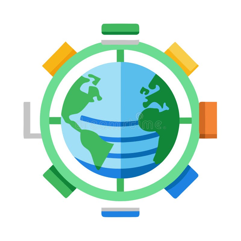 Connected World Icon with Global Network and Technological Advancements ...