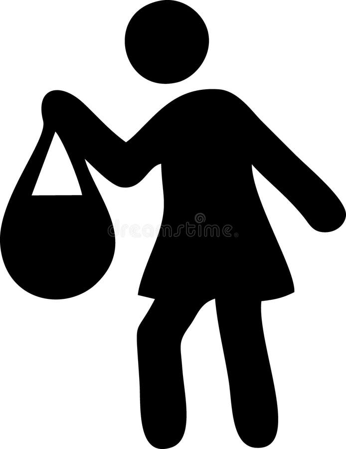 Stylized Icon of a Woman Carrying a Bag Stock Illustration ...