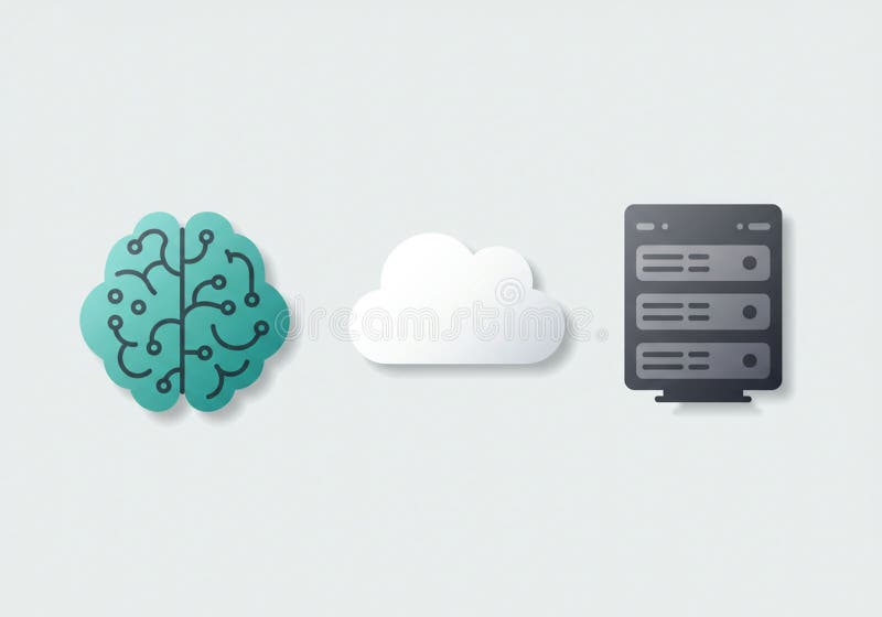 Stylized Icons Depicting a Teal Brain with Circuitry, Symbolizing ...