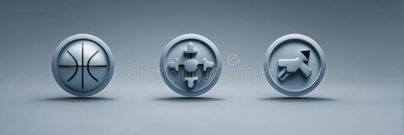 Stylized Icons Representing Defense, Offense, and Shooting Strategy in ...