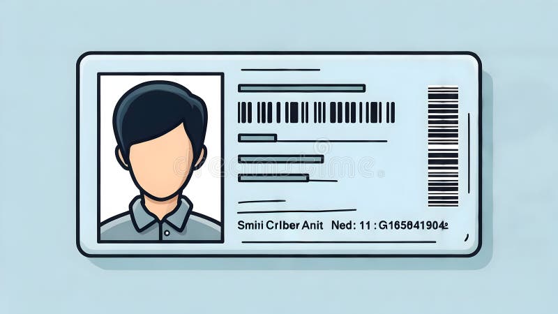Stylized Identification Card with Picture and Barcode Illustration for ...