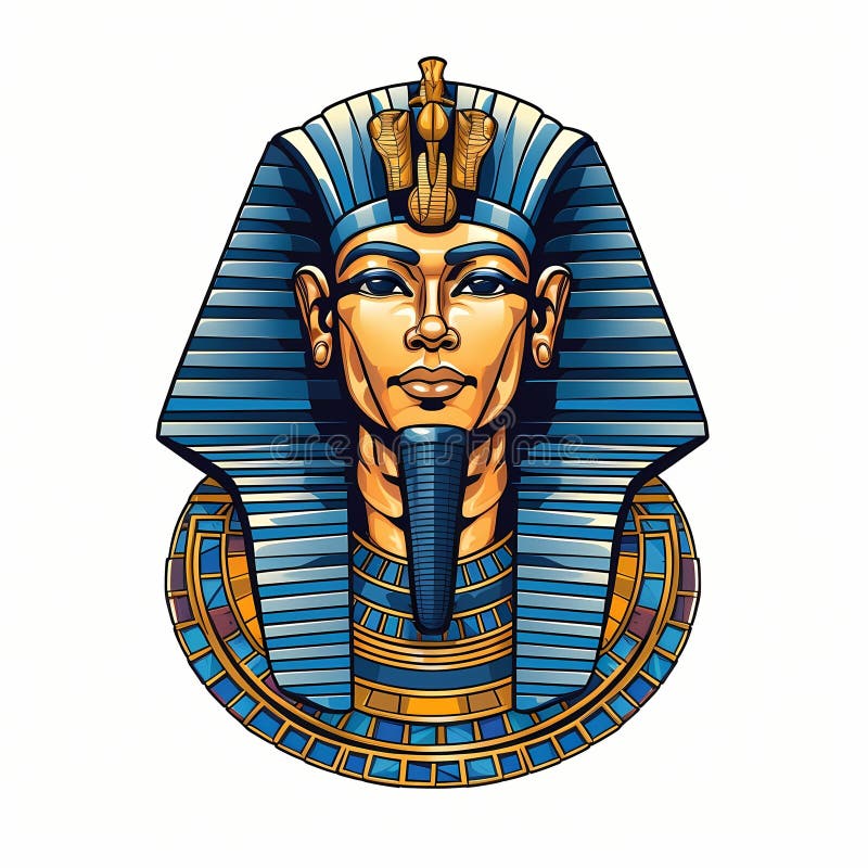 Stylized Illustration of an Ancient Egyptian Pharaoh with a Regal ...