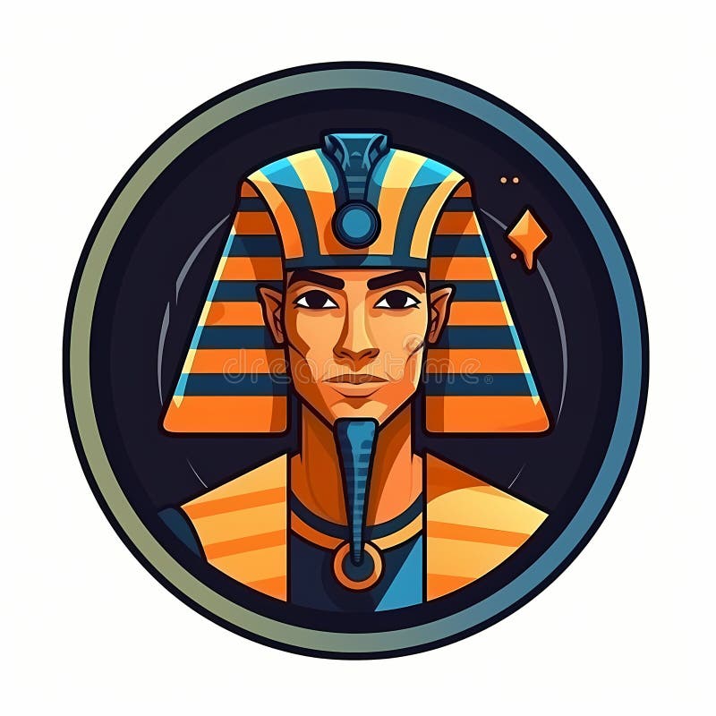 Stylized Illustration of an Ancient Egyptian Pharaoh in Vibrant Colors ...