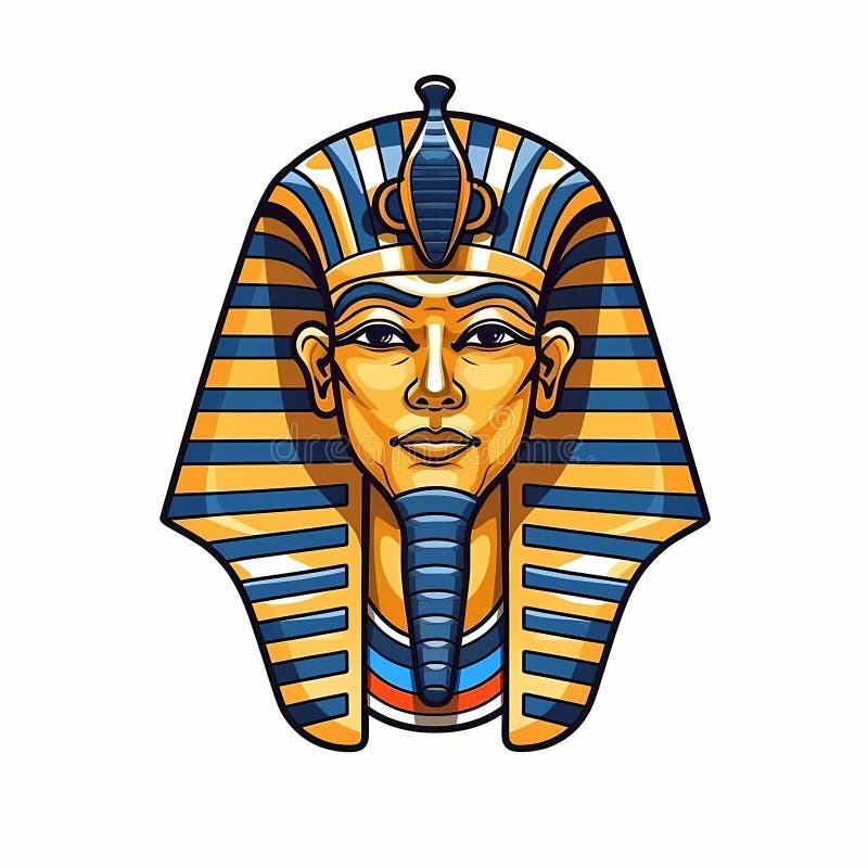 Stylized Illustration of an Ancient Pharaoh in Golden and Blue Hues ...