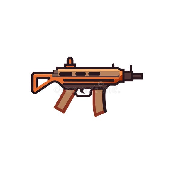 Stylized Illustration of an Automatic Firearm for Graphic Design Stock ...