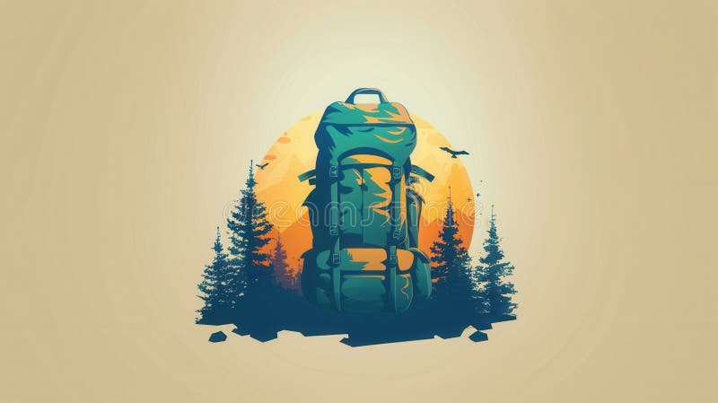 A Stylized Illustration of a Backpack Set Against a Minimalist ...