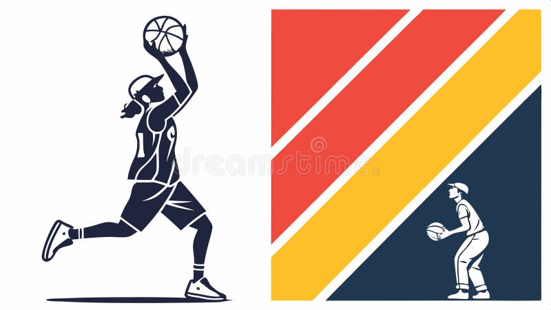 Stylized Illustration of a Basketball Player Mid,dribble with Abstract ...