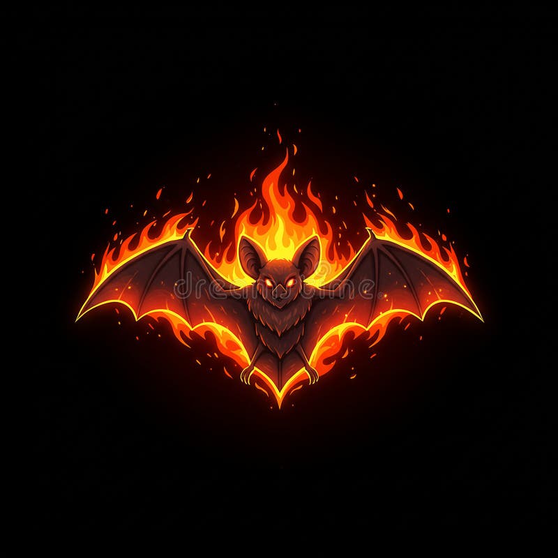 A Stylized Illustration of a Bat with Wings Spread Wide. the Bat is ...