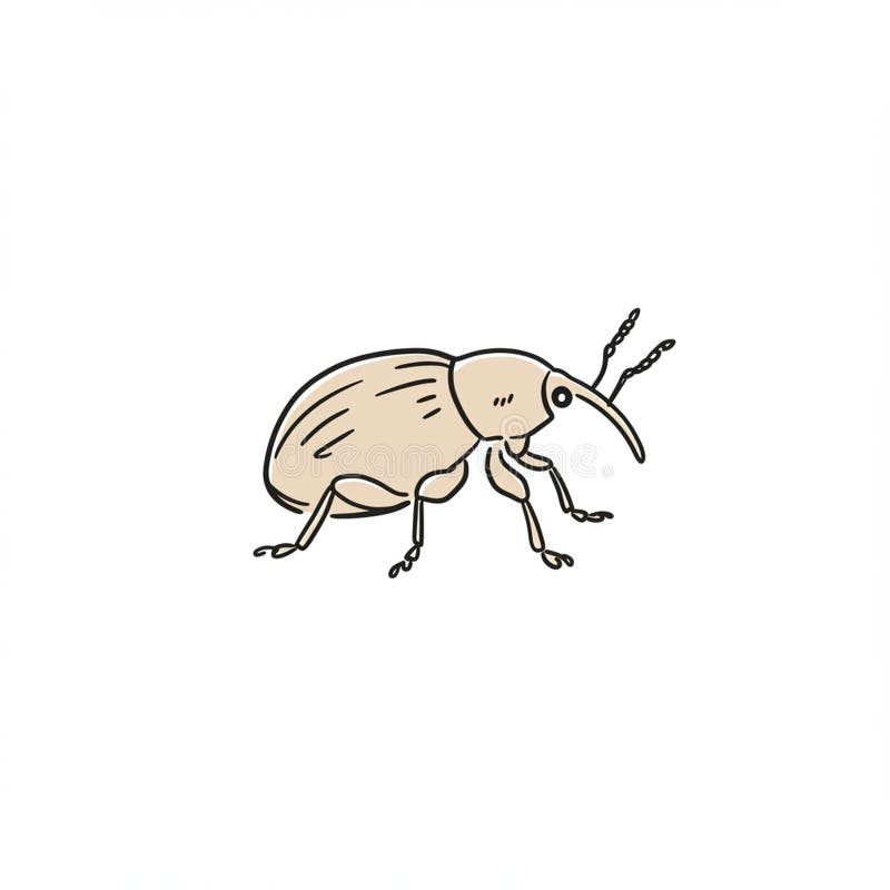 Stylized Illustration of a Beige Weevil with a Long Snout and Two ...