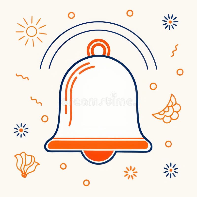Stylized Illustration of a Bell Surrounded by Decorative Elements ...