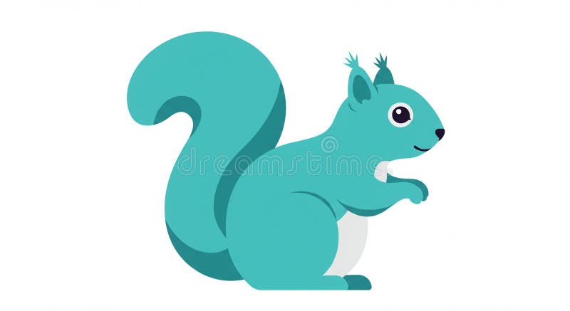Stylized Illustration of a Blue Squirrel with Cartoon-like Features. it ...