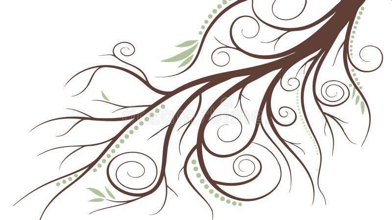 Stylized Branch with Detailed Swirling Elements Vector Design ...