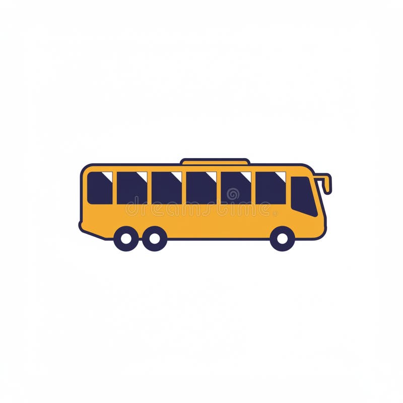 Stylized Illustration of a Bus in Bright Yellow with a Simple Design ...