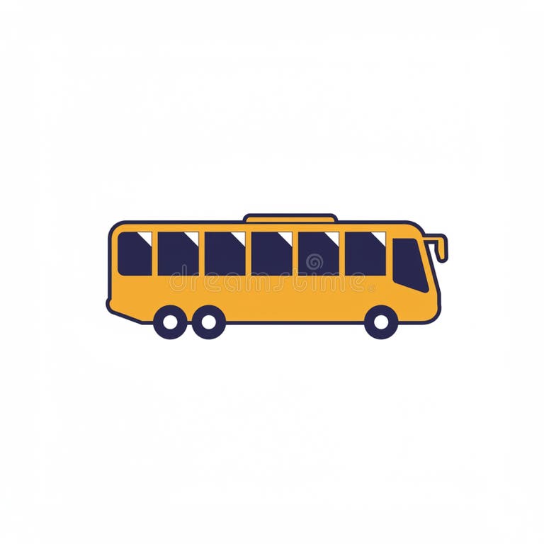 Stylized Illustration of a Bus in Bright Yellow with a Simple Design ...