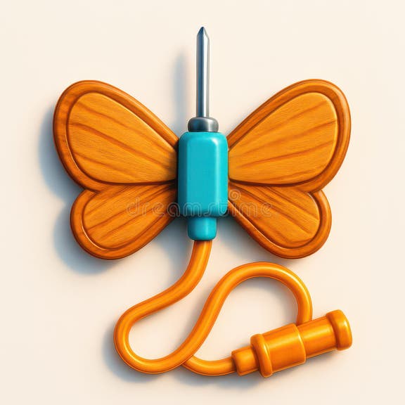Butterfly Needle Medical Device with Wooden Wings and Orange Tubing on ...
