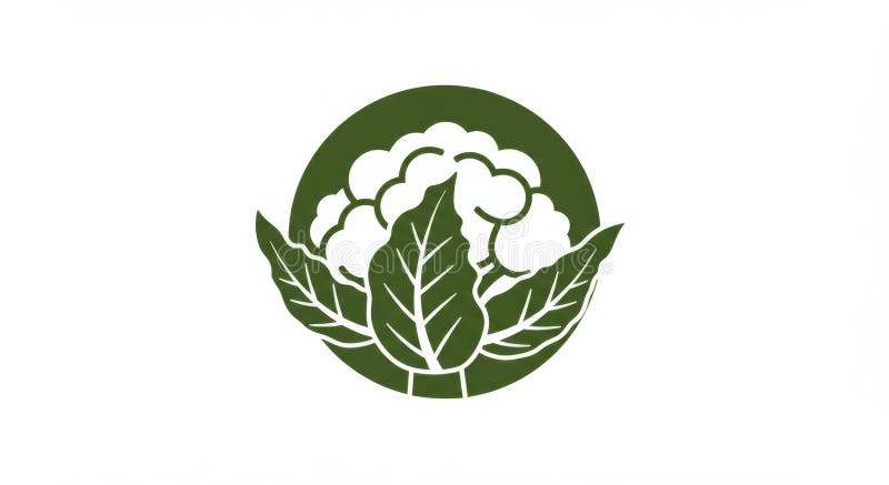 Fresh Cauliflower Vegetable Emblem: Organic Green Circle Icon Stock ...