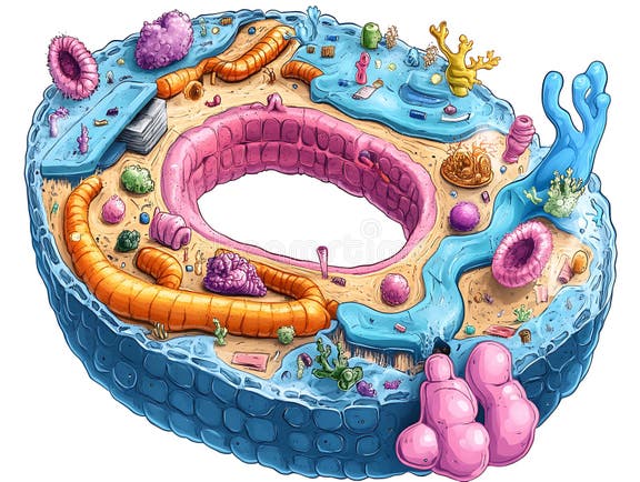 A Stylized Illustration of a Cell Diagram is Displayed Stock Image ...