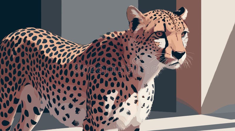 Stylized Illustration of a Cheetah in Modern Art Style Stock Vector ...