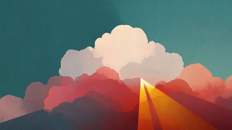A Stylized Illustration of Clouds with Rays of Light Breaking through ...