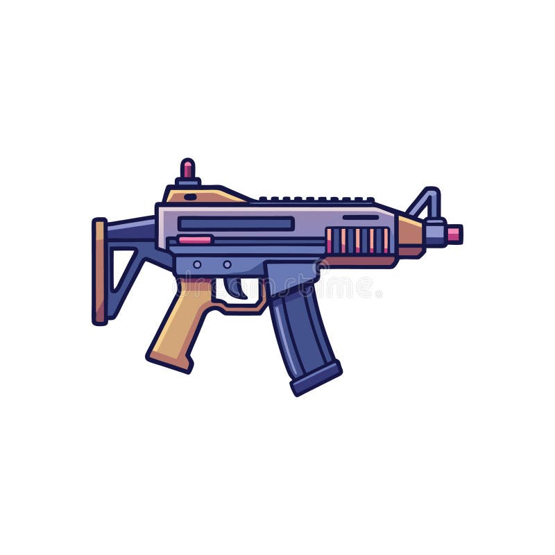 Stylized Illustration of a Compact Submachine Gun on White Stock Photo ...