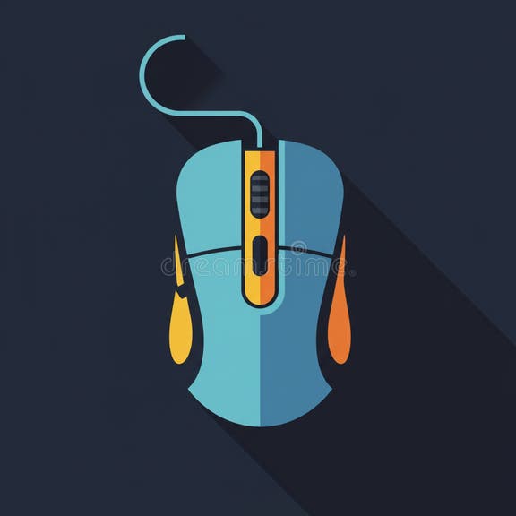 Stylized Illustration of a Computer Mouse. the Mouse Features a ...
