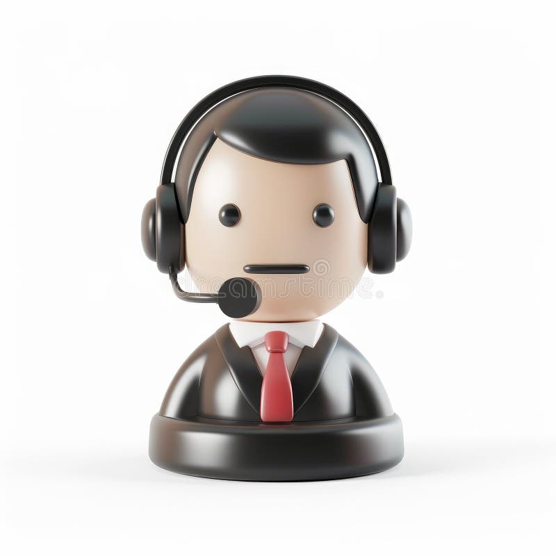 3D Render of a Businessman Wearing Headset, Customer Support Icon Stock ...