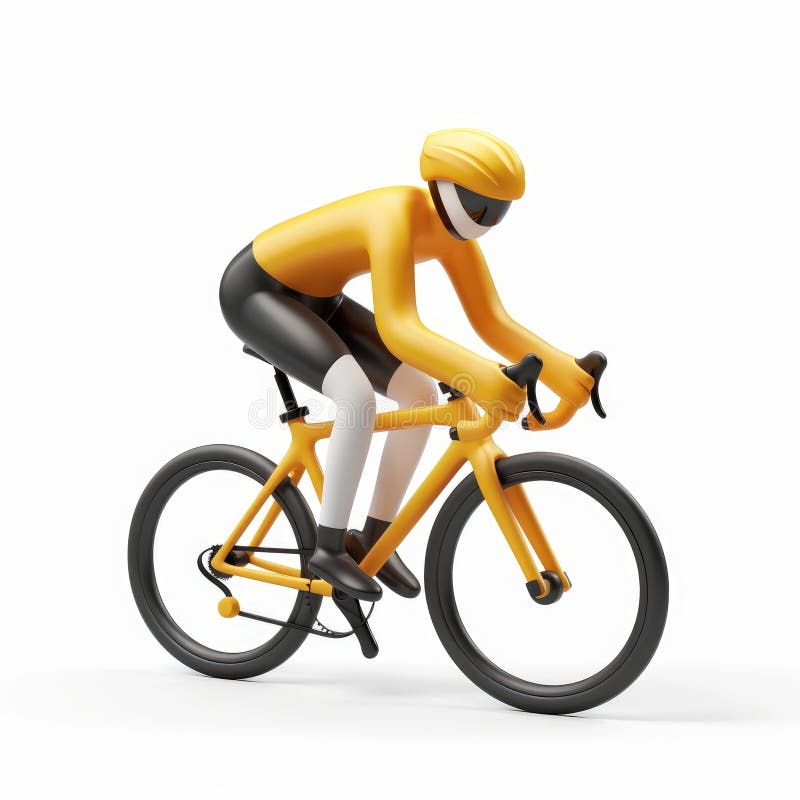 Dynamic Cyclist Riding Modern Road Bike, Isolated on White Stock ...