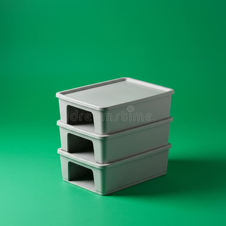 Gray Plastic Stackable Storage Bins Stock Illustrations – 4 Gray ...