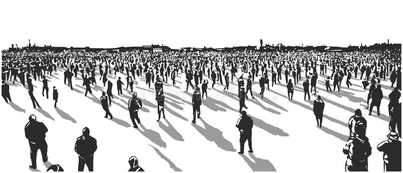 Illustration of Demonstrating Crowd in Peaceful March Stock Vector ...