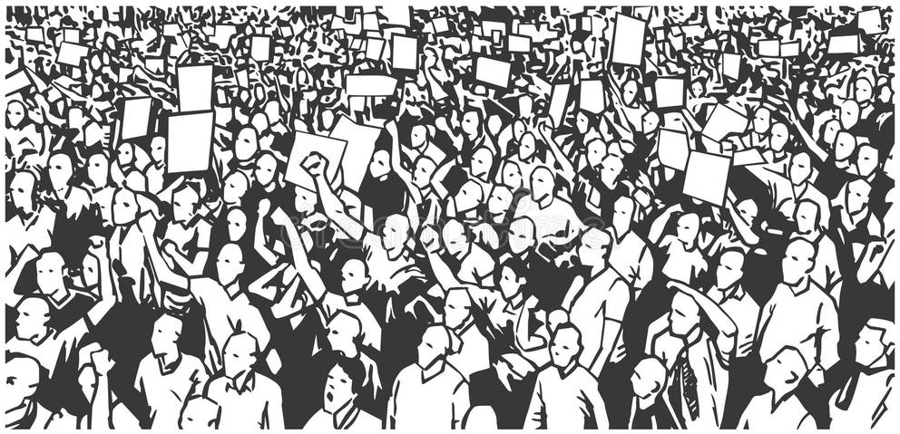 Stylized Illustration of Demonstrating Crowd in Perspective Stock ...