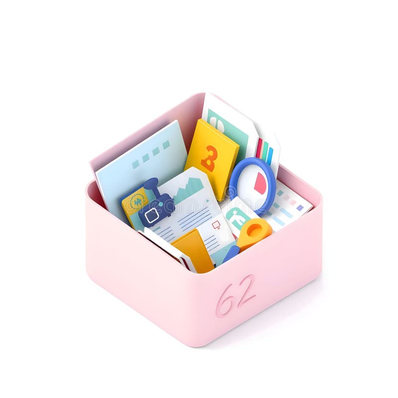 Pink Box Filled with Colorful Office Supplies - Generated Using Ai ...
