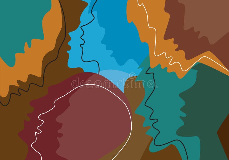 Human Heads Colored Background, Emotion,psychology Concept. Stock ...