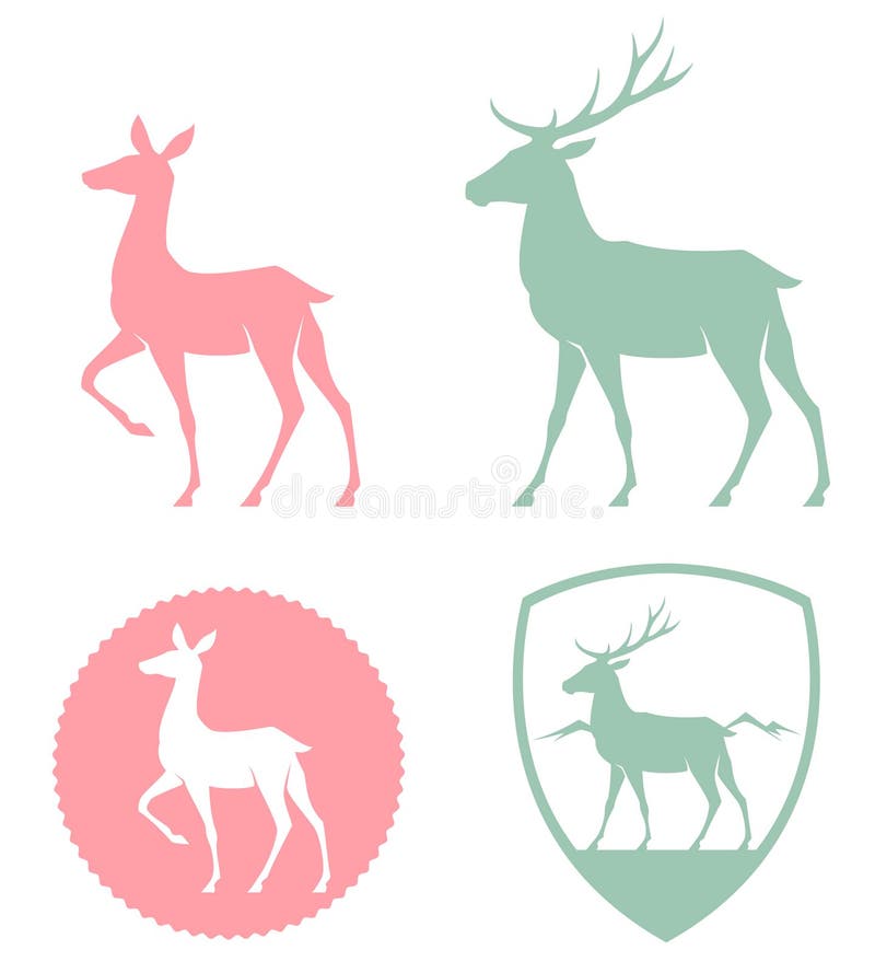 Stylized Illustration of a Doe and Deer Stock Vector - Illustration of ...