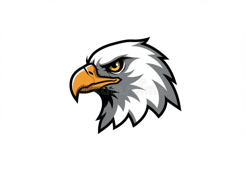 Stylized Illustration of an Eagle S Head, Characterized by Bold, Black ...