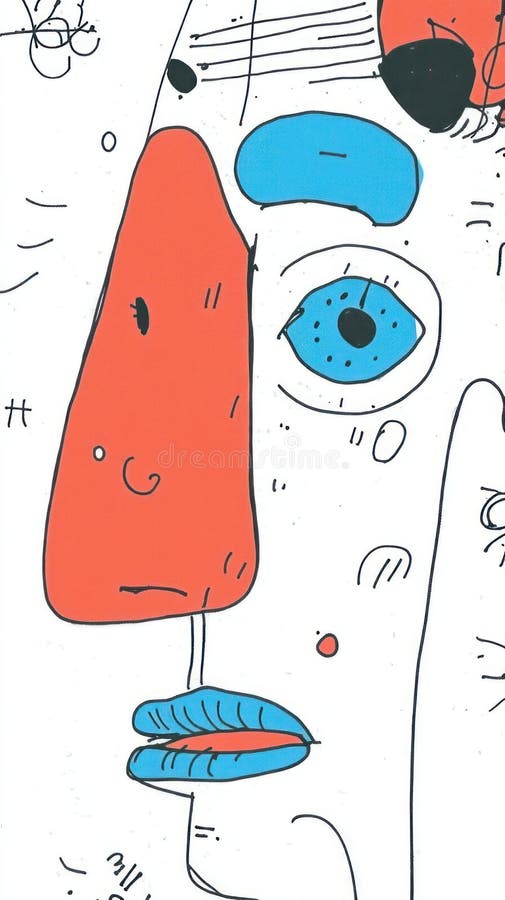 A Stylized Illustration of a Face with Bold Colors and Abstract ...