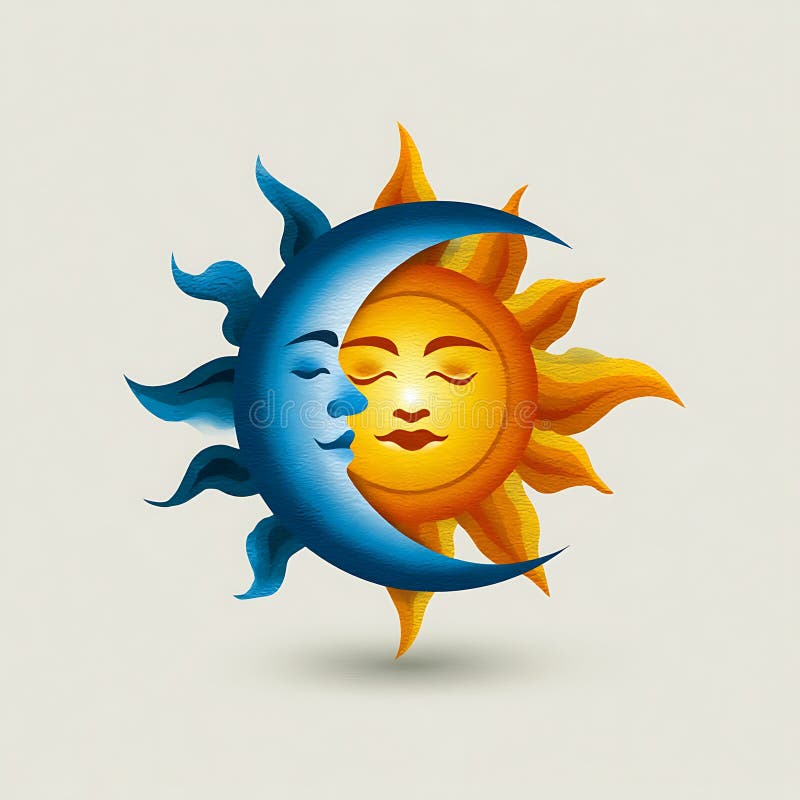 A Stylized Illustration Features a Blue Crescent Moon Overlapping a ...