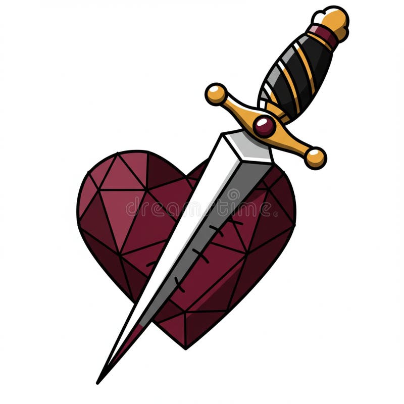 A Stylized Illustration Features a Dagger Piercing through a Geometric ...